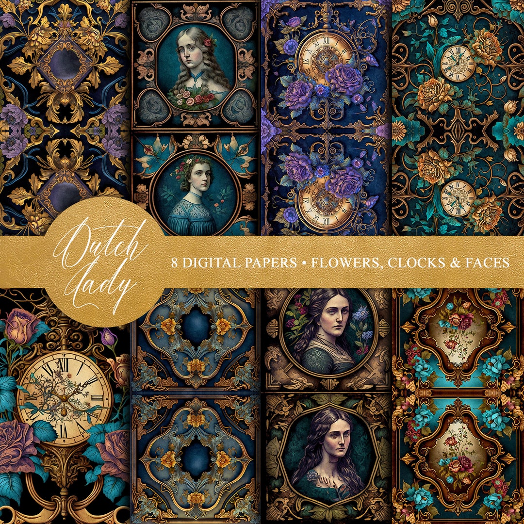 Seamless Dark Victorian Digital Backgrounds - Printable Scrapbook Paper ...