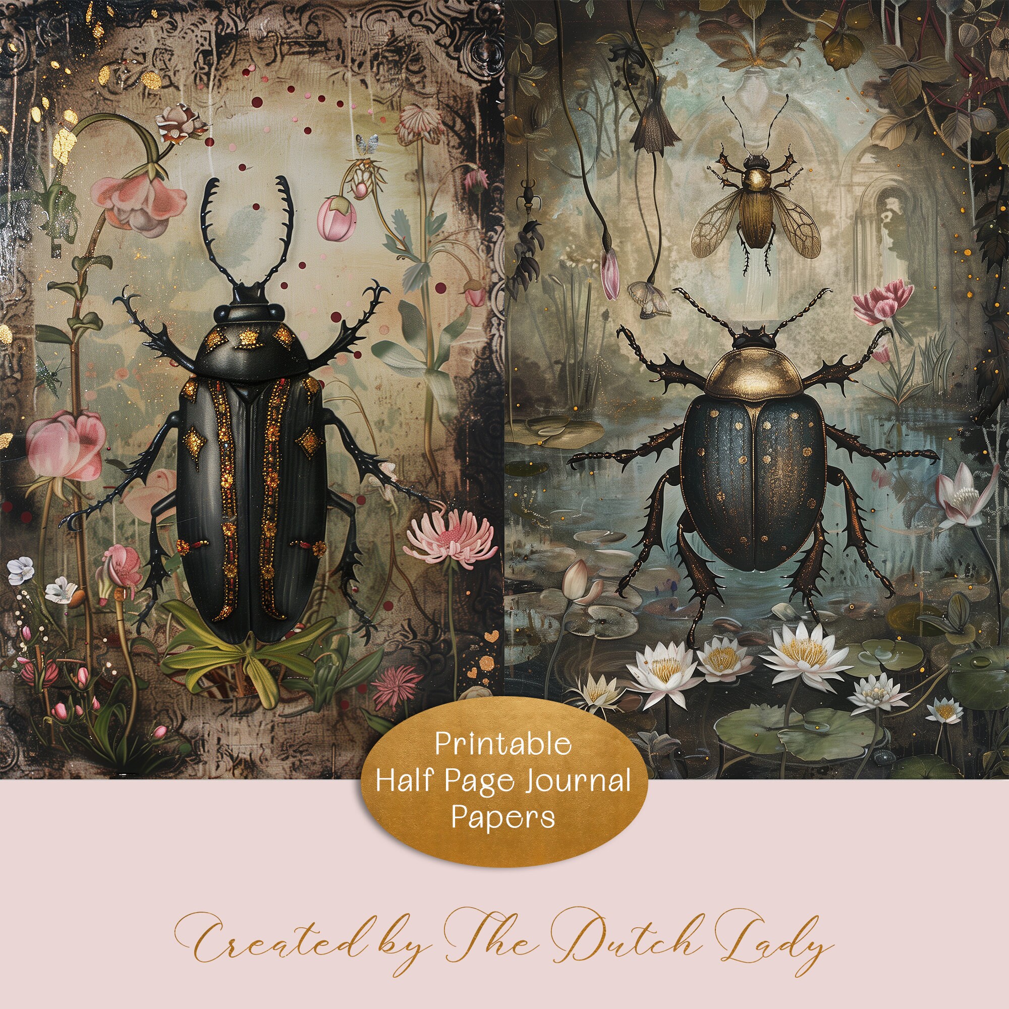 Gothic Beetle Printable: Junk Journal Paper Pack (digital Download) - Etsy
