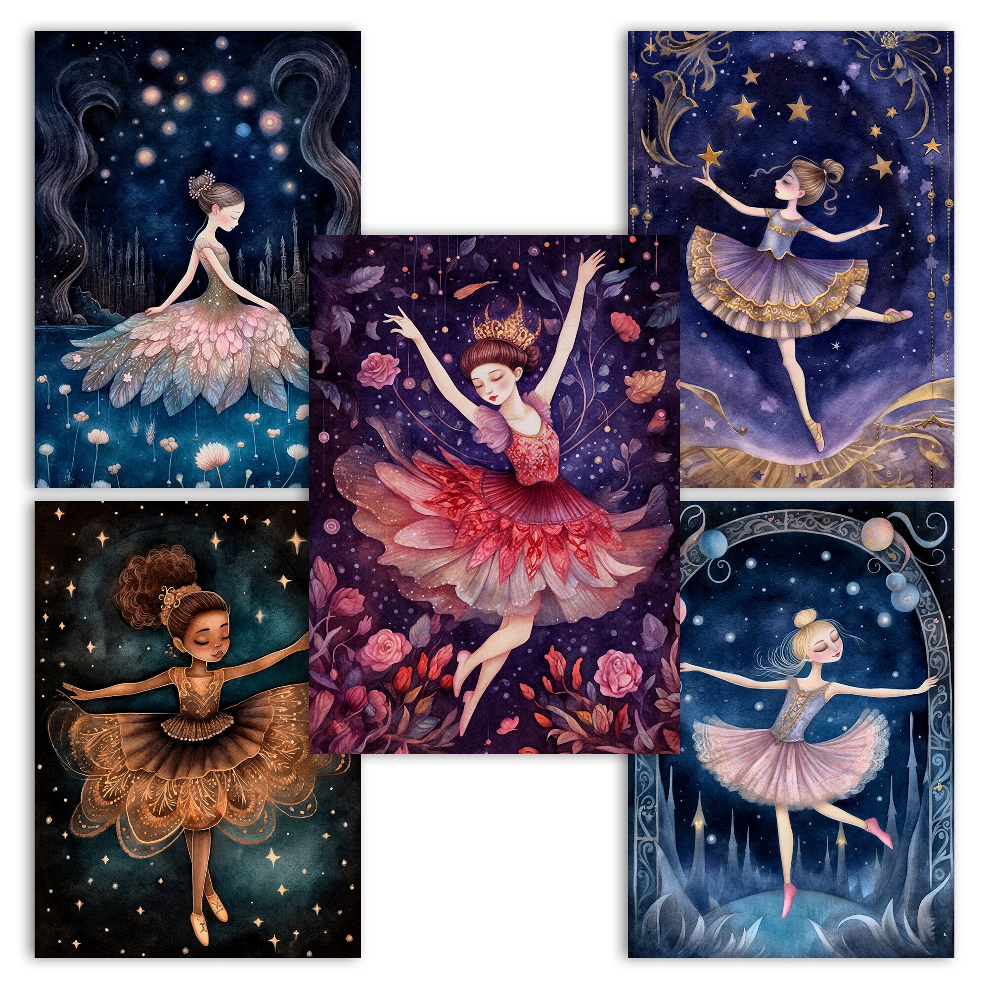Ballet Dancers Postcard and Poster Set - Printable Digital Card Designs ...