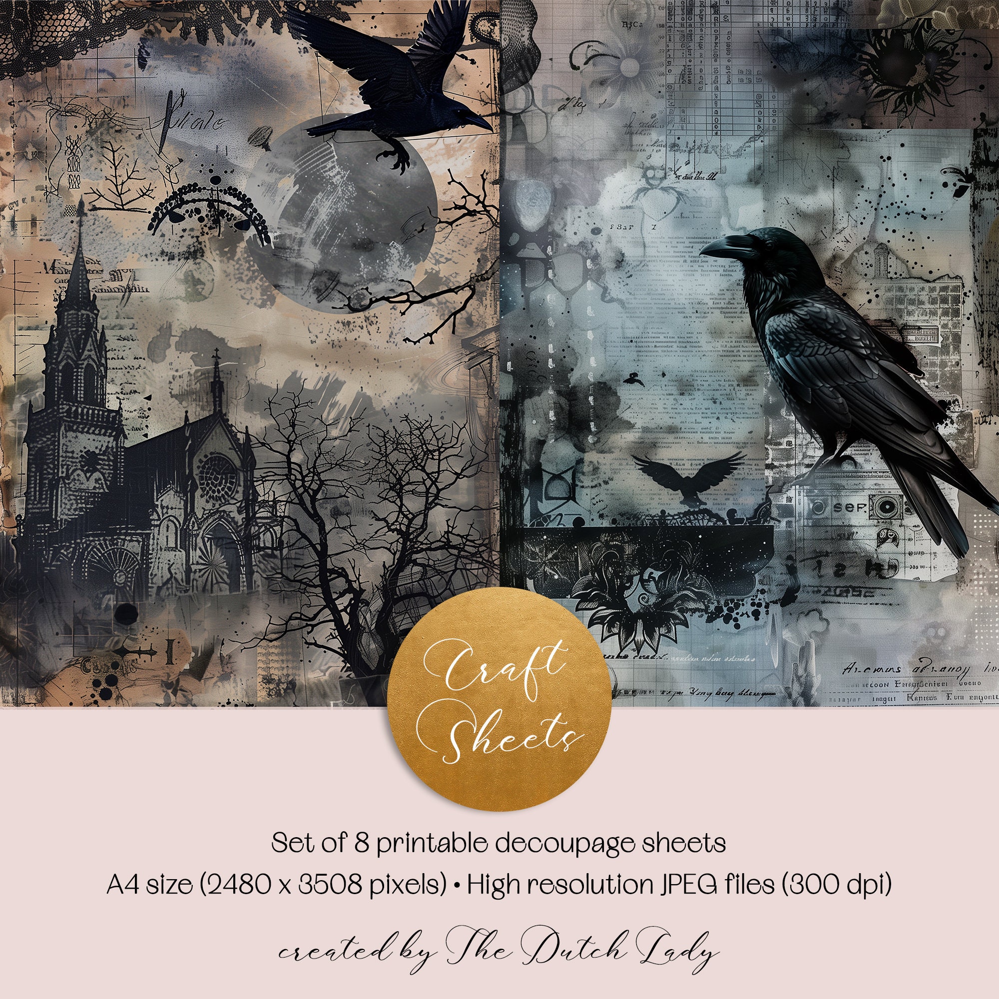 Victorian Gothic PRINTABLE Journal Paper Pack, Digital Scrapbook Papers ...