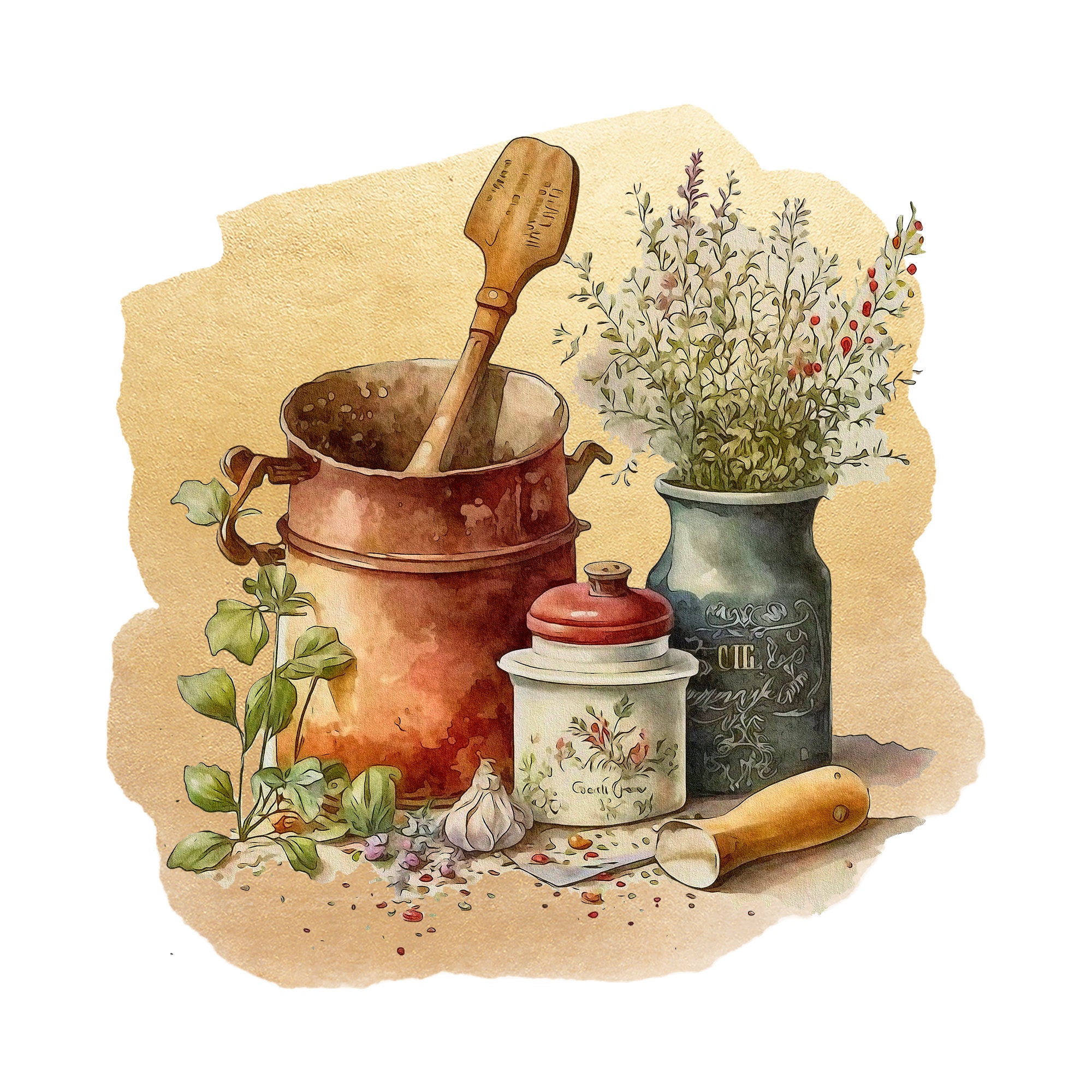 Farmhouse Kitchen Clipart Set Watercolor Digital Images - Etsy Canada