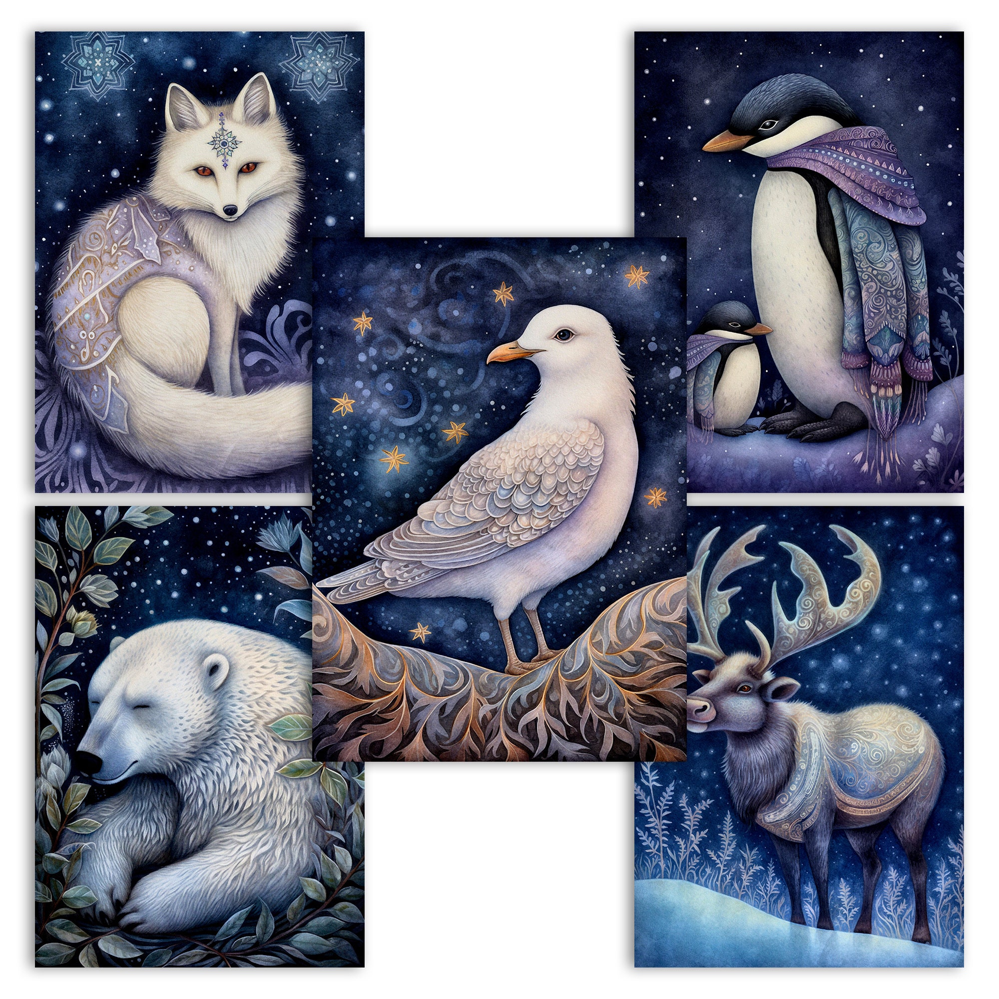 Arctic Circle Animals Postcard and Poster Set - Printable Digital Art ...