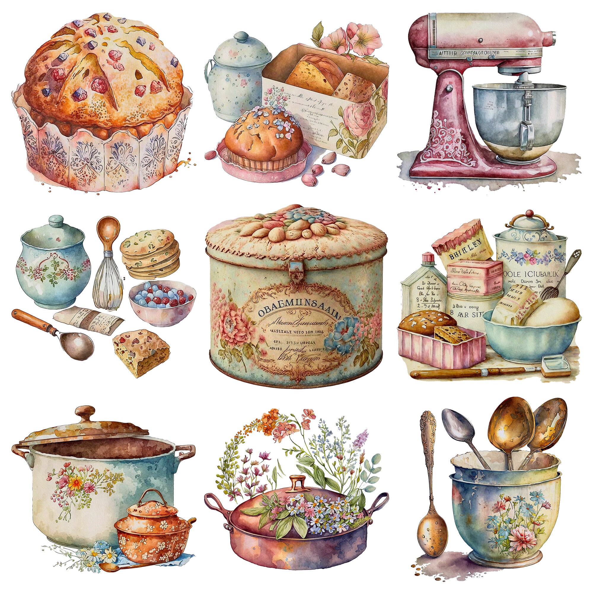 Farmhouse Kitchen Clipart Set Watercolor Digital Images - Etsy Canada