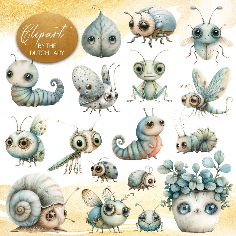 Cute Bugs Clipart Set, Childrens Illustration Style Graphics ...