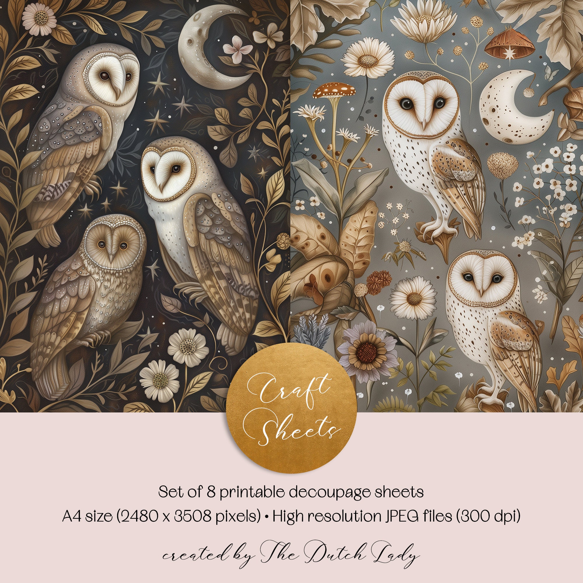 Owl Theme PRINTABLE Journal Paper Pack, Digital Scrapbook Papers ...