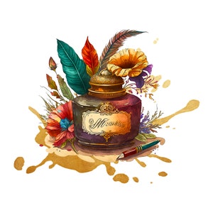 The Victorian Writer Clipart Set - Colorful Floral Digital Images ...