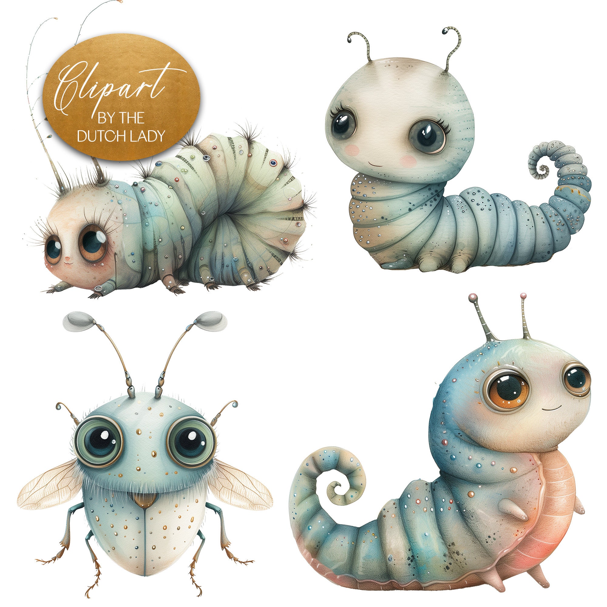 Cute Bugs Clipart Set, Childrens Illustration Style Graphics ...
