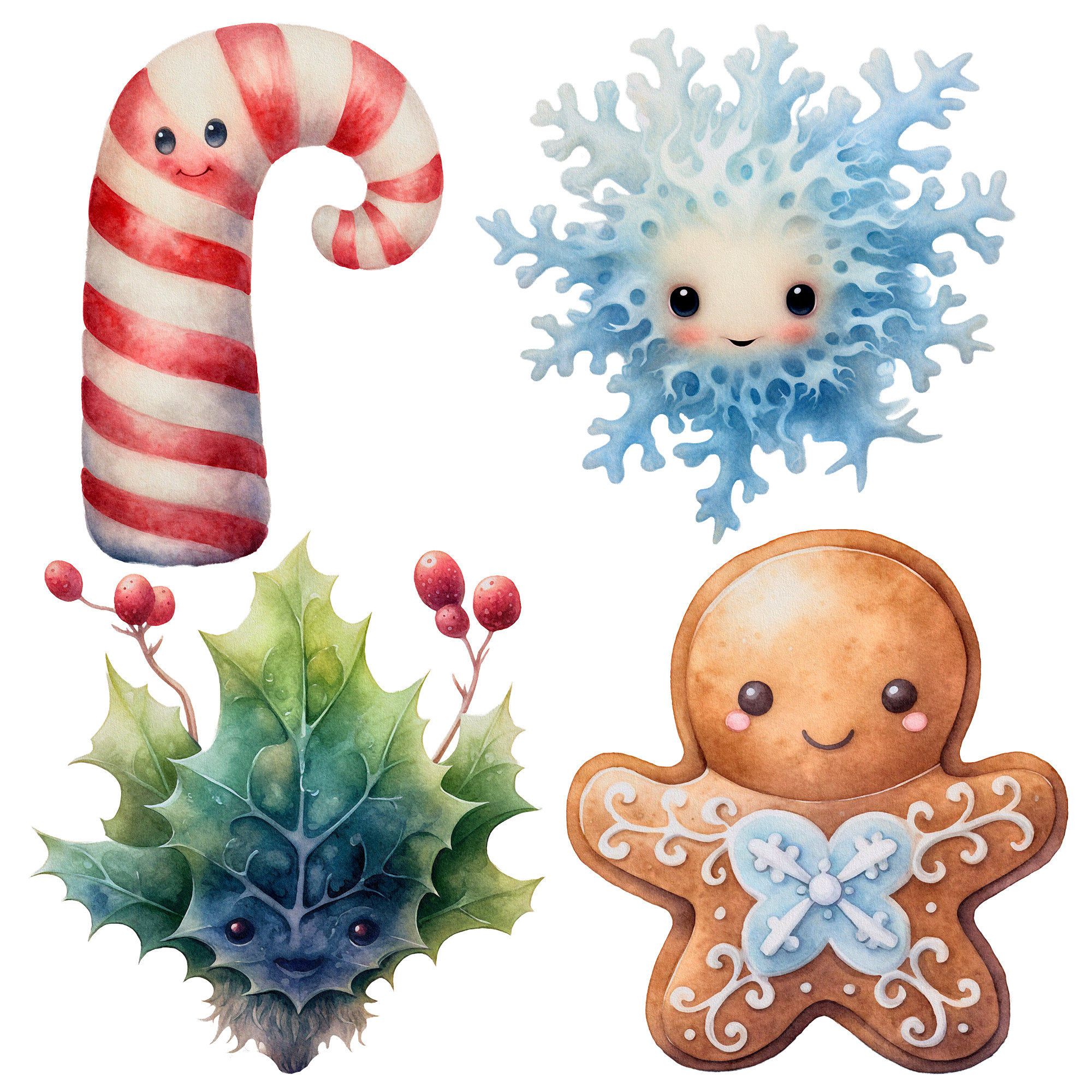 Winter Wonderland Clipart Set Weird, Whimsical & Cute Watercolor ...