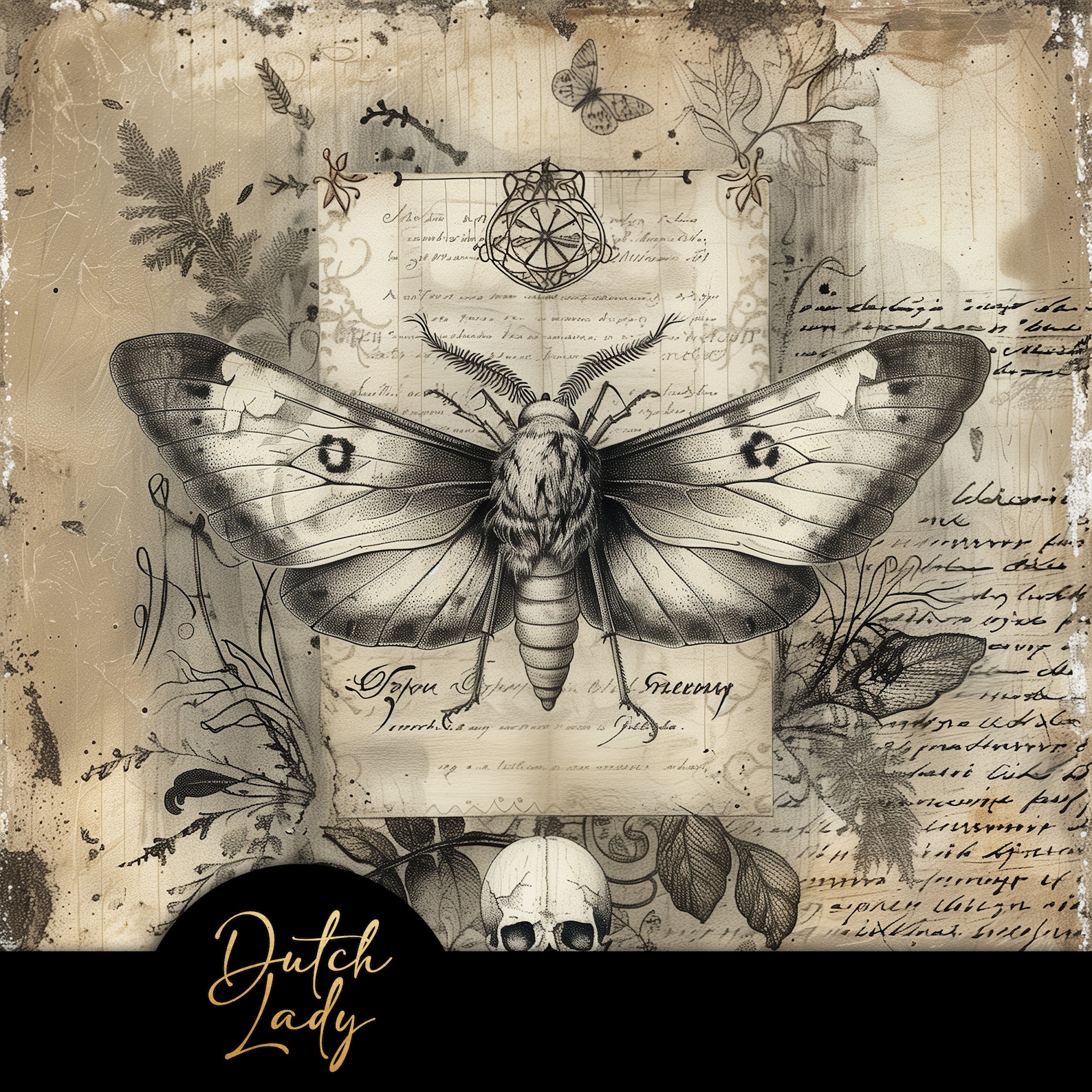 Gothic Moth Junk Journal Kit: Skulls, Halloween Scrapbook Paper ...