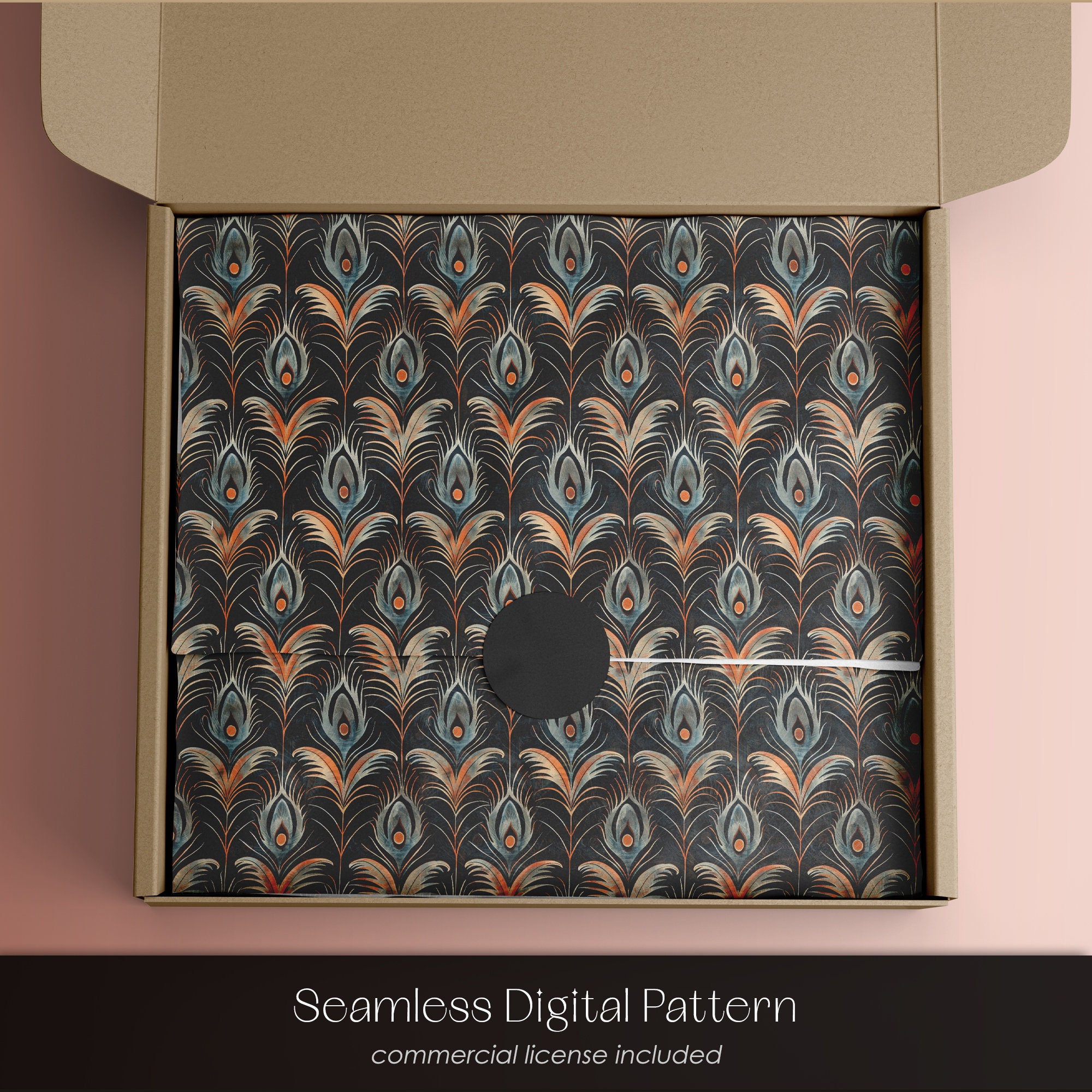 Peacock Feather Art Deco SEAMLESS Digital Pattern, Abstract Tileable ...