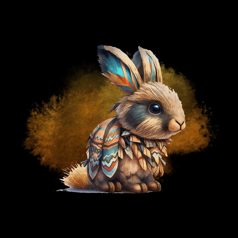 Watercolor Tribal Animals Clipart: Boho Woodland PNG Set (digital ...