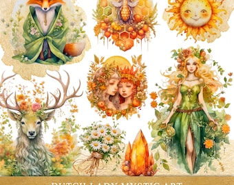 Mabon Autumn Equinox Clipart Set Celtic September Celebration Wiccan ...