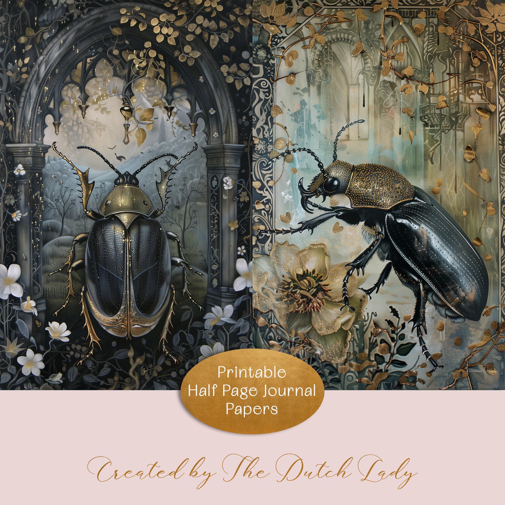 Gothic Beetle Printable: Junk Journal Paper Pack (digital Download) - Etsy