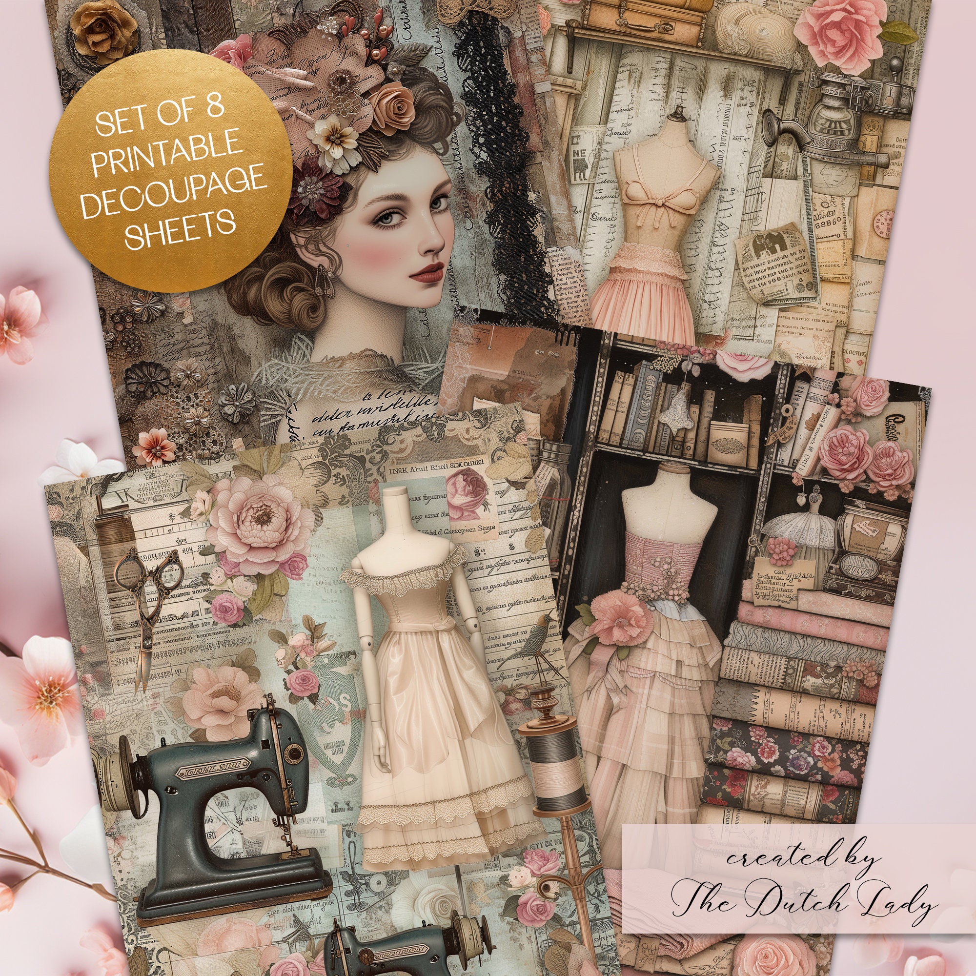The Seamstress Atelier PRINTABLE Journal Paper Pack, Digital Scrapbook ...