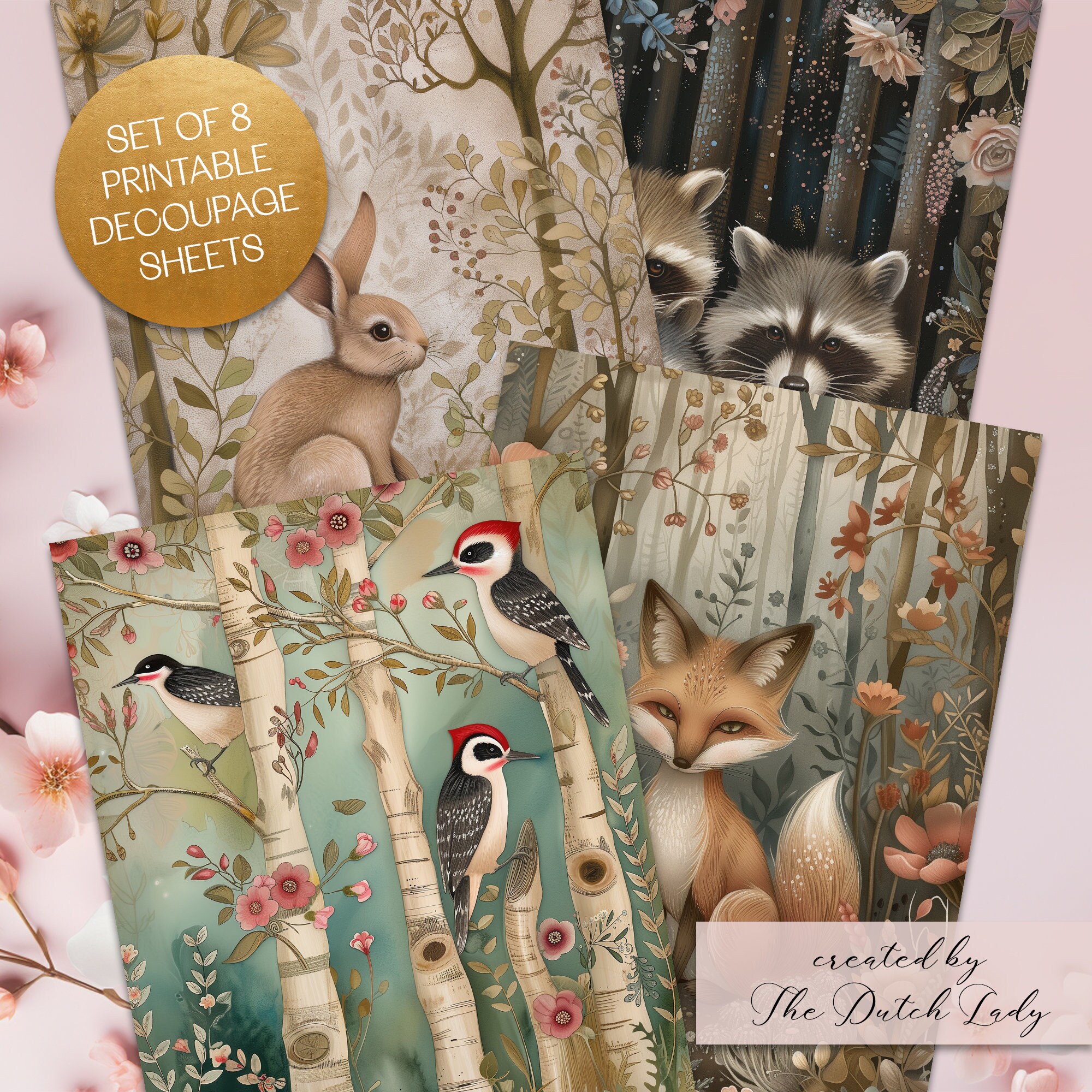 Woodland Animals PRINTABLE Journal Paper Pack, Digital Scrapbook Paper ...