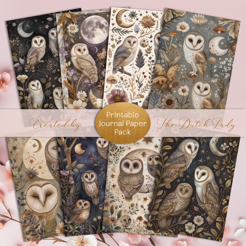 Owl Theme PRINTABLE Journal Paper Pack, Digital Scrapbook Papers ...