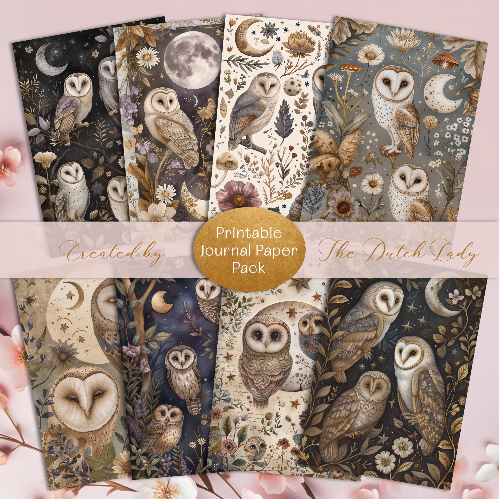 Owl Theme PRINTABLE Journal Paper Pack, Digital Scrapbook Papers ...
