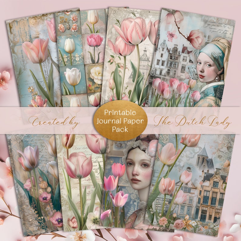 Tulips From Holland Printable Paper Pack: Spring Decoupage (digital ...