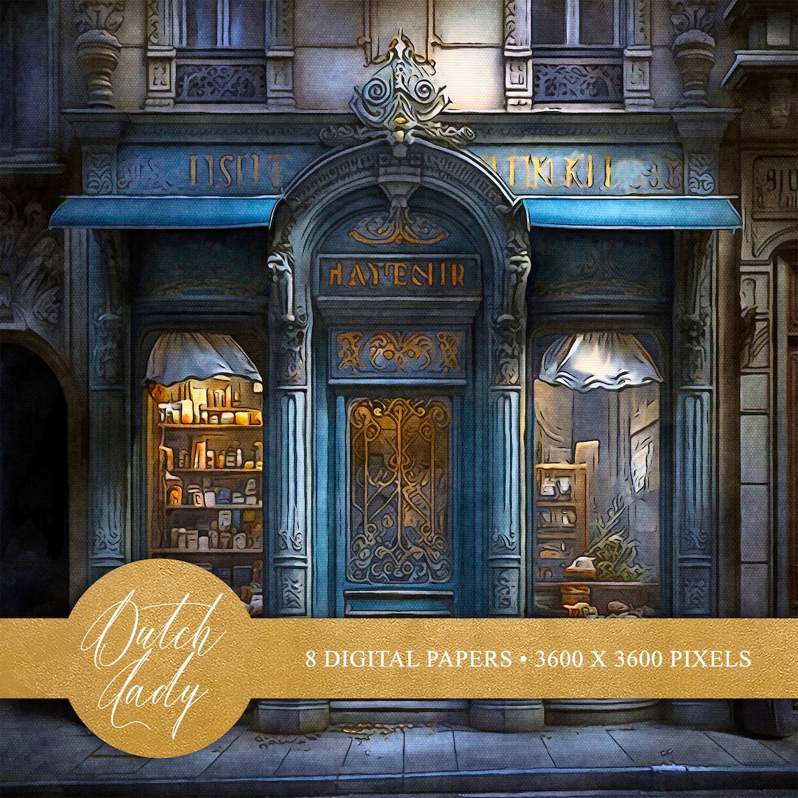 Victorian Shop Front Illustrations - Digital Backgrounds - Printable ...