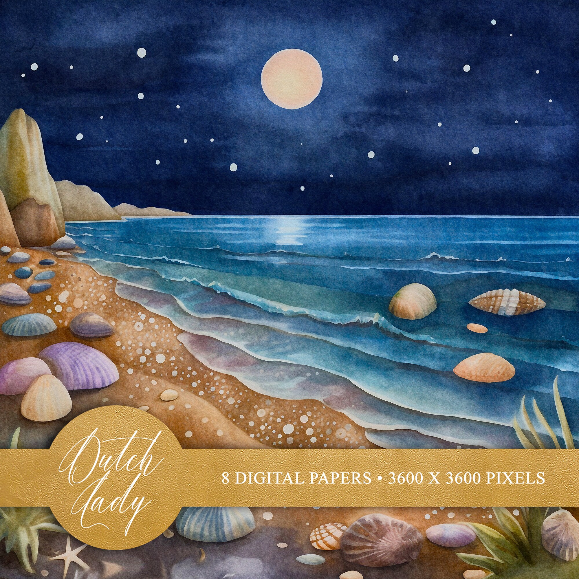 Seashore & Beach Digital Art Backgrounds Printable Scrapbook Paper Day ...