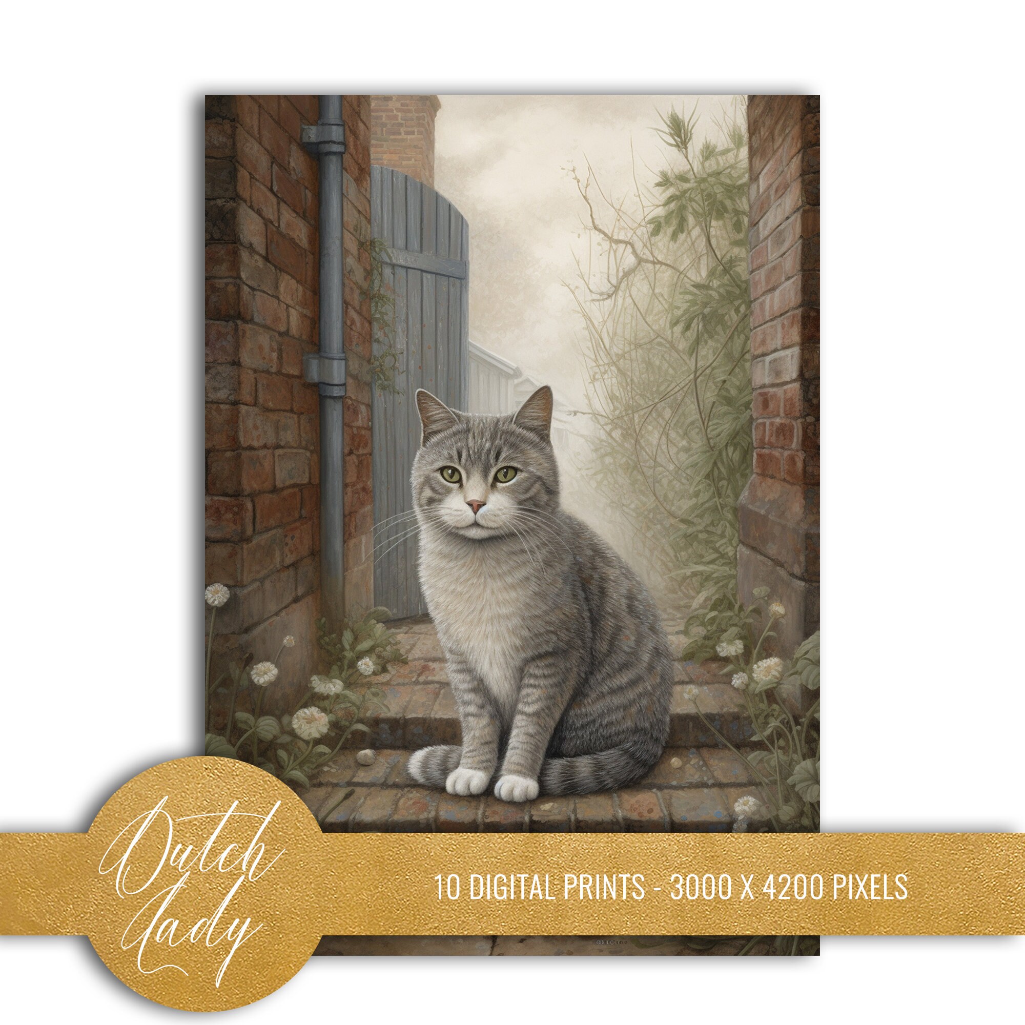 Cats Postcard and Poster Set Printable Digital Designs Animal Art ...