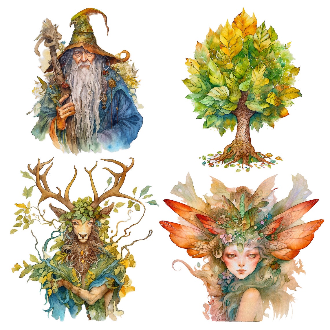 Celtic Fairytale Clipart Set Wiccan Fables Irish Folklore - Etsy
