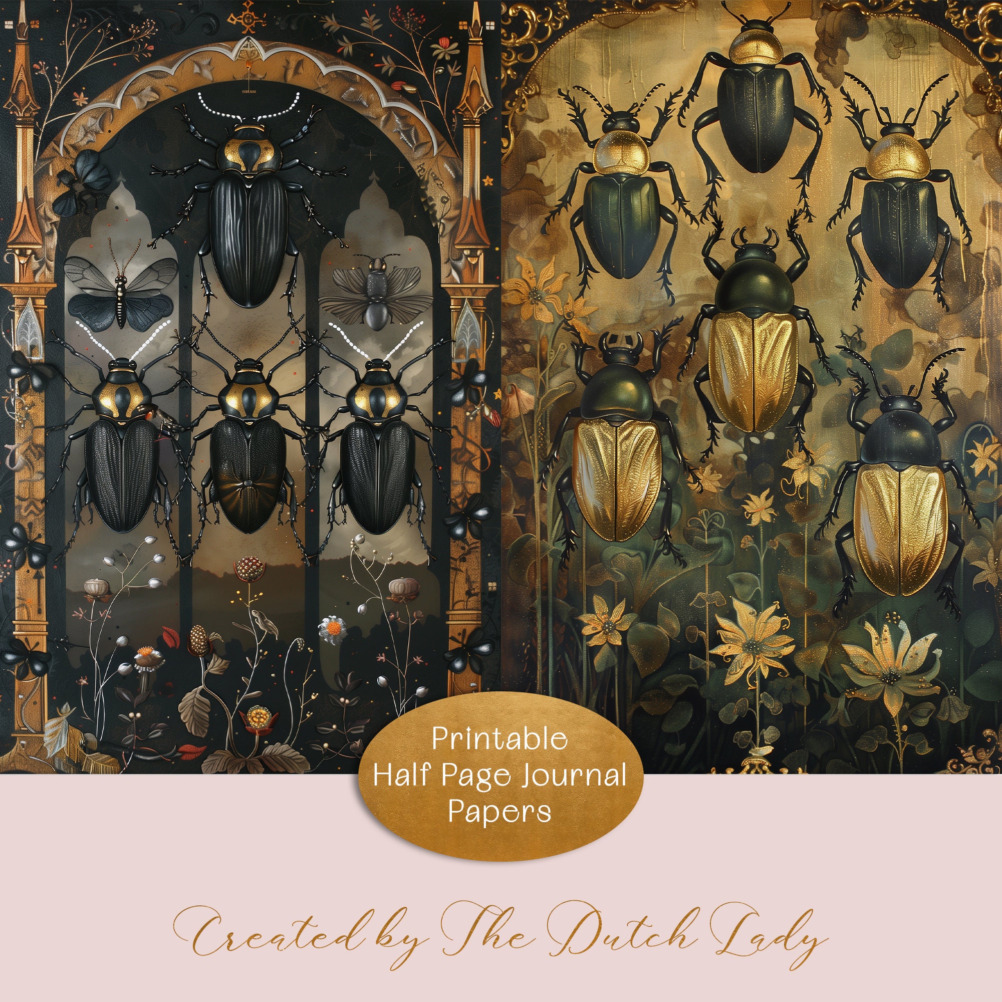 Gothic Beetle Printable: Junk Journal Paper Pack (digital Download) - Etsy