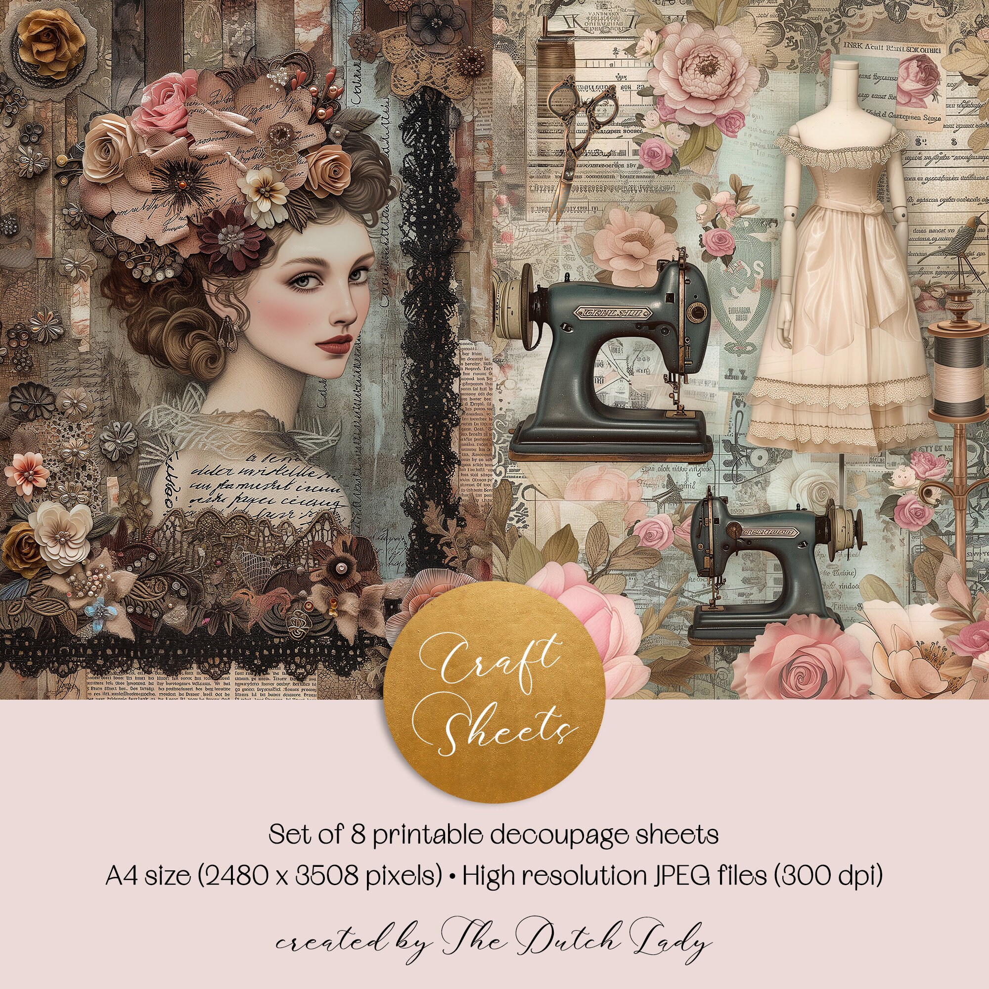 The Seamstress Atelier PRINTABLE Journal Paper Pack, Digital Scrapbook ...