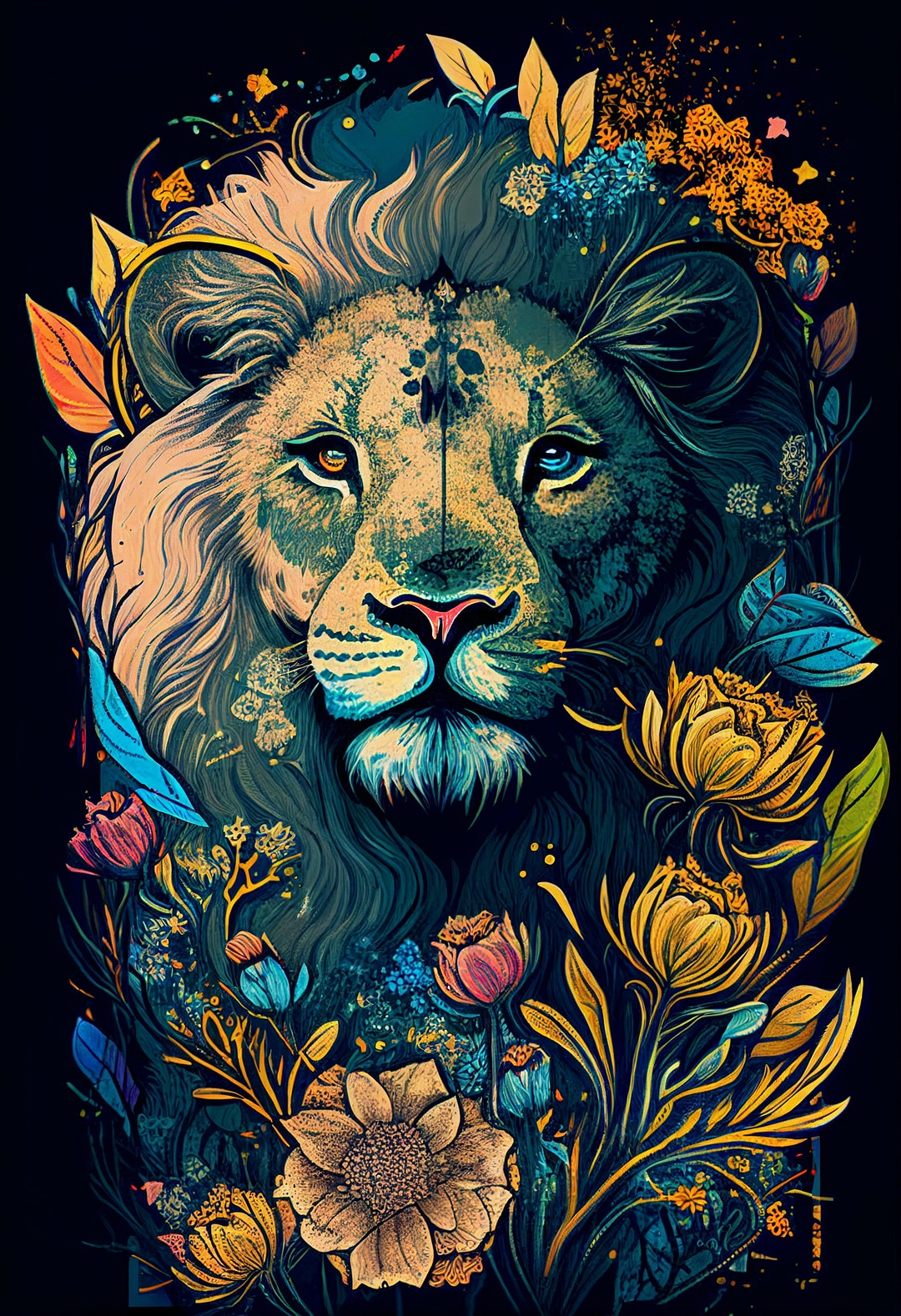 Lion's Vision Lion Portrait Printable Art - Etsy
