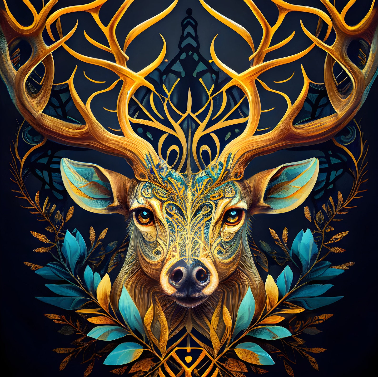 Golden Deer Mandala: Nature's Majestic Creation | Printable Art - Etsy