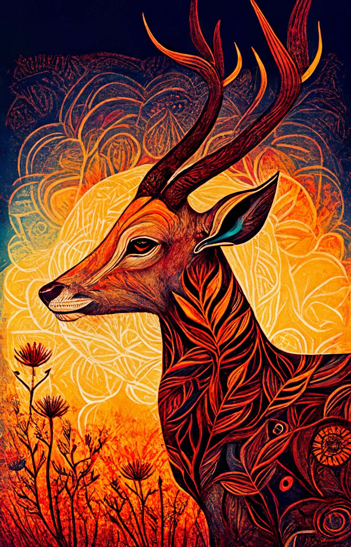 Serene Antlers Deer Portrait Printable Art - Etsy