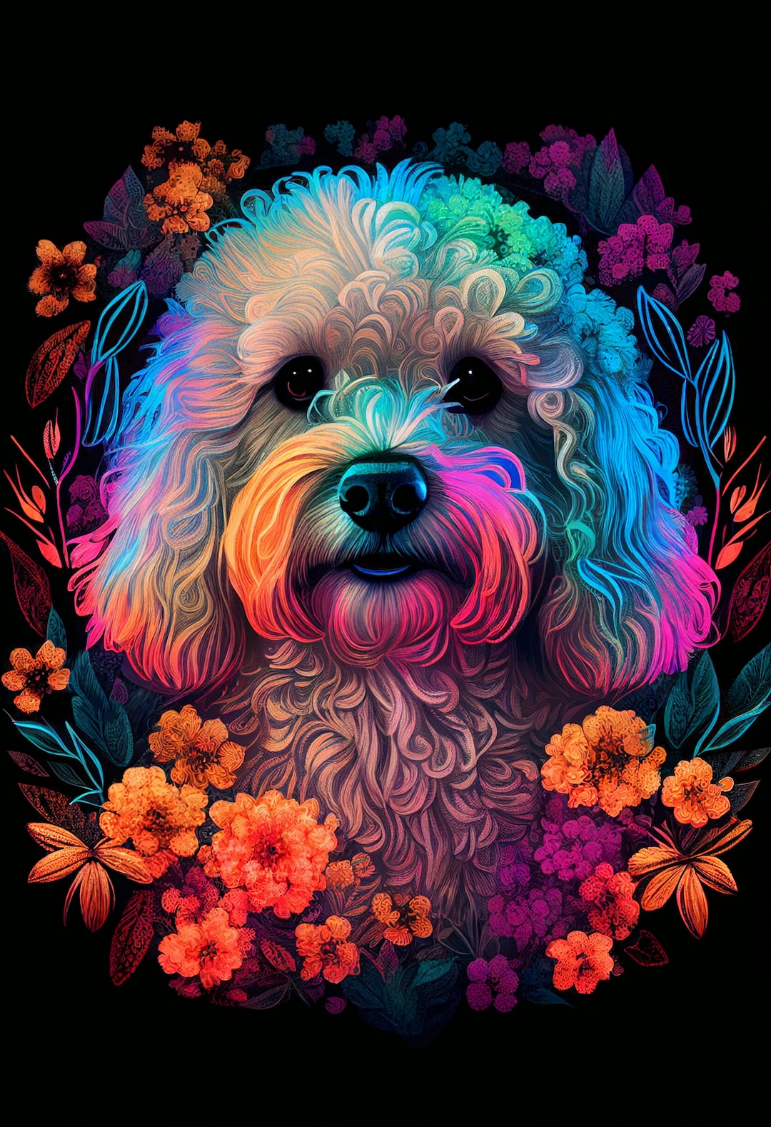 Poodle Garden | Poodle Portrait | Printable Art - Etsy