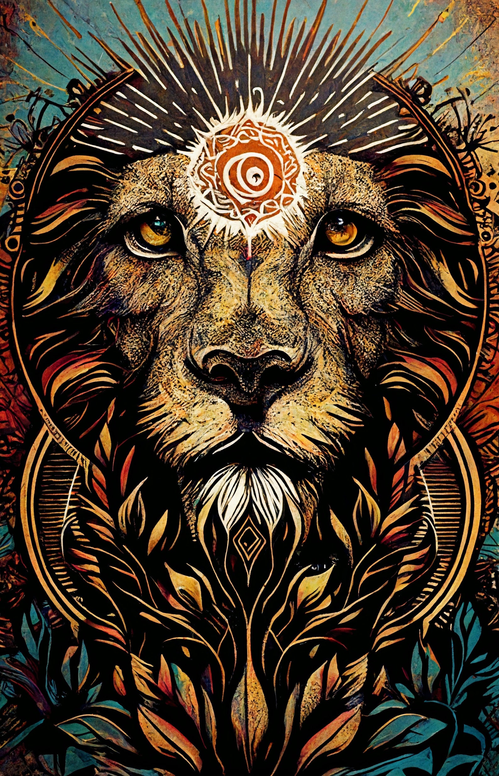 The Cosmic King Lion Portrait Printable Art - Etsy