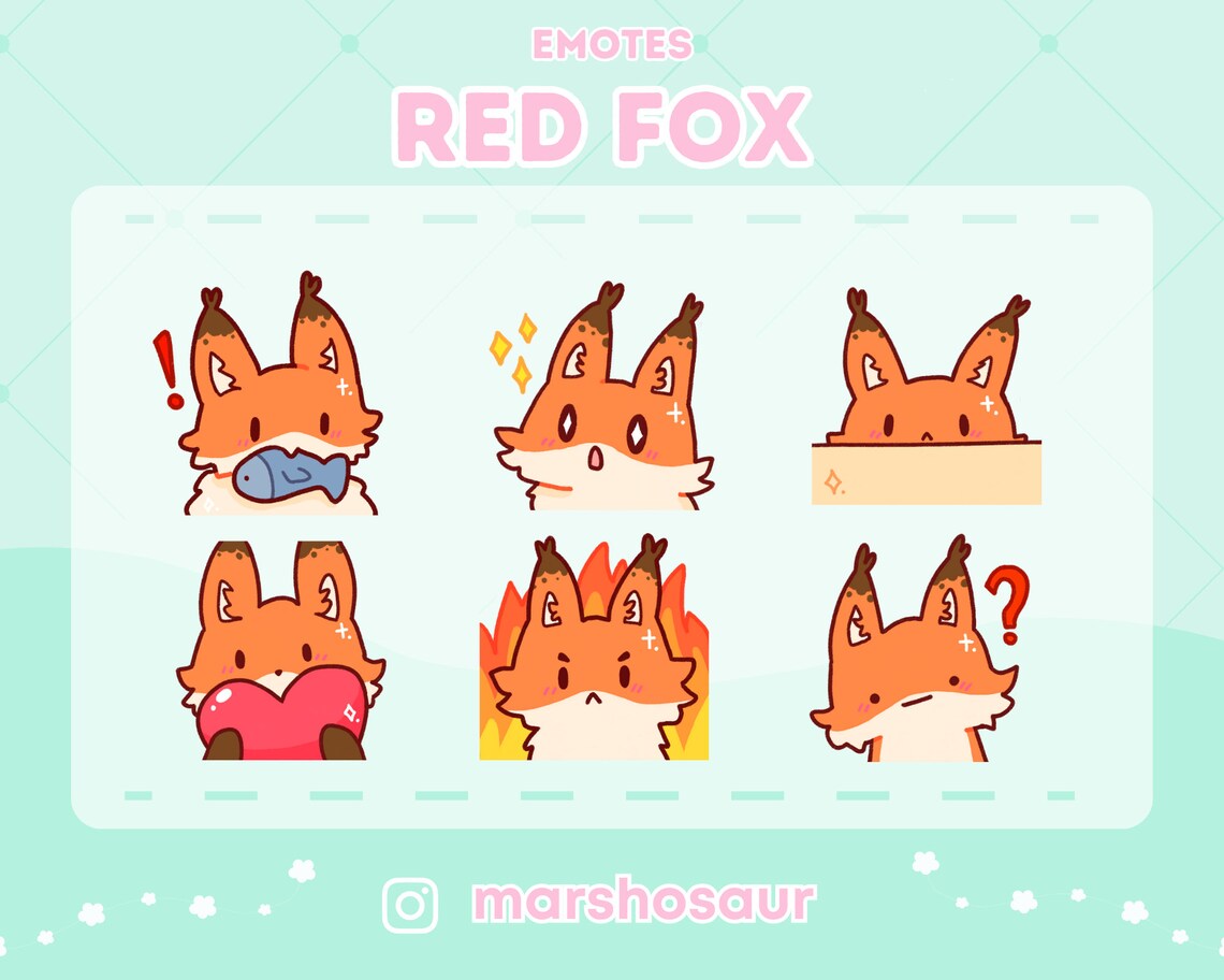 Red Fox Emote Bundle | Cute Emotes for Twitch Streamers, Discord, Kick ...