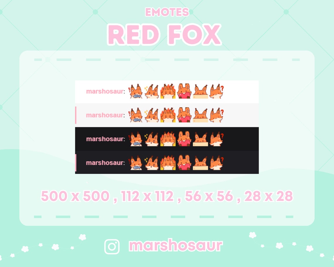 Red Fox Emote Bundle | Cute Emotes for Twitch Streamers, Discord, Kick ...