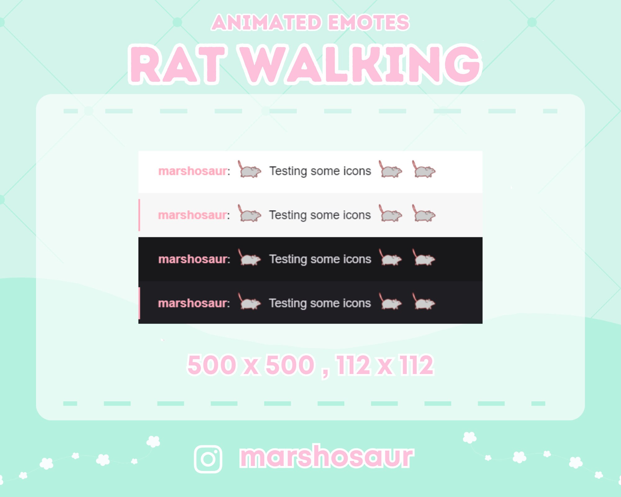 Rat Animated Emote Walking | Cute Emotes for Twitch Streamers, Discord ...