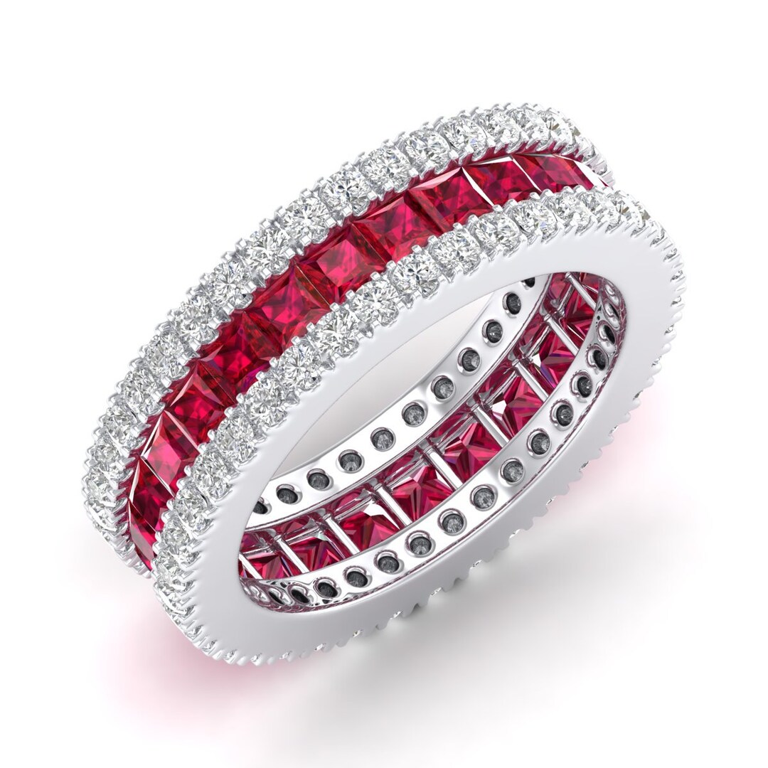 Ruby Eternity Band, Dainty Ring, Stacking Ruby Band, Promise Ring, Gift ...
