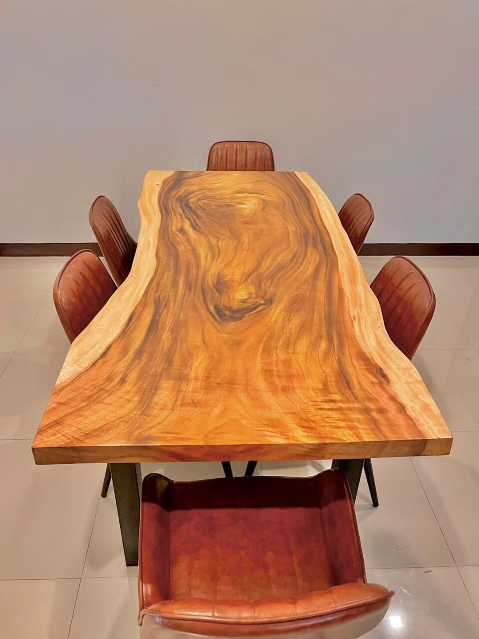 Live Edge Wood Table Monkeypod Slab Dining Table With Steel Legs - Etsy