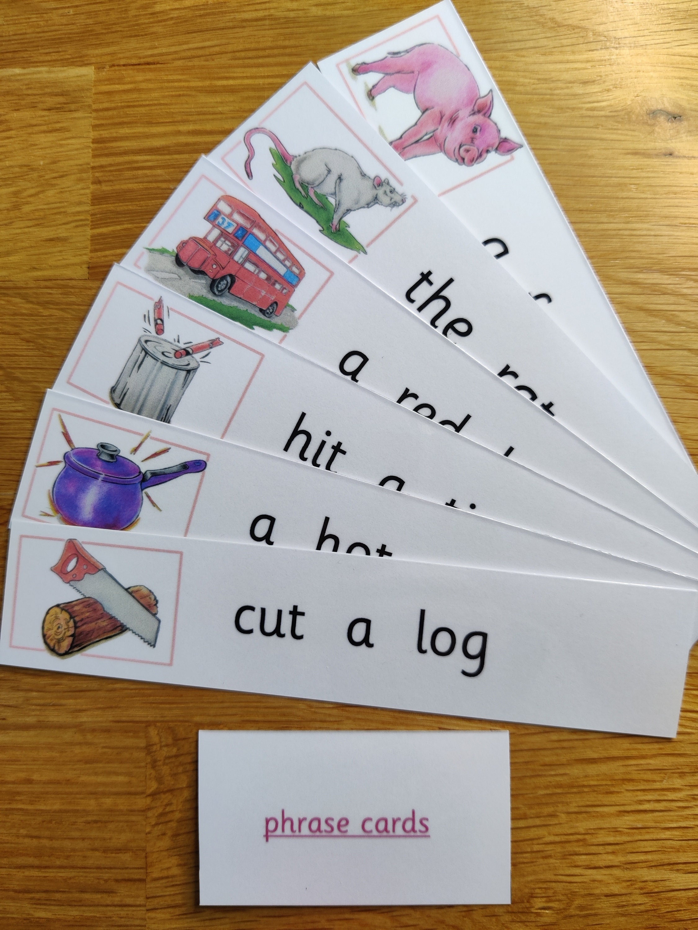 Montessori Early Reading Materials, Pink and Blue Phrase and Sentence ...