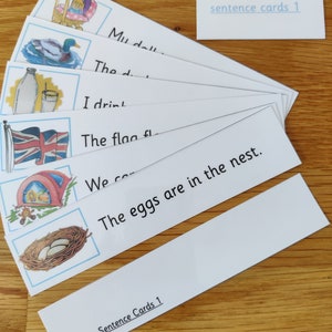 Montessori Early Reading Materials, Pink and Blue Phrase and Sentence ...