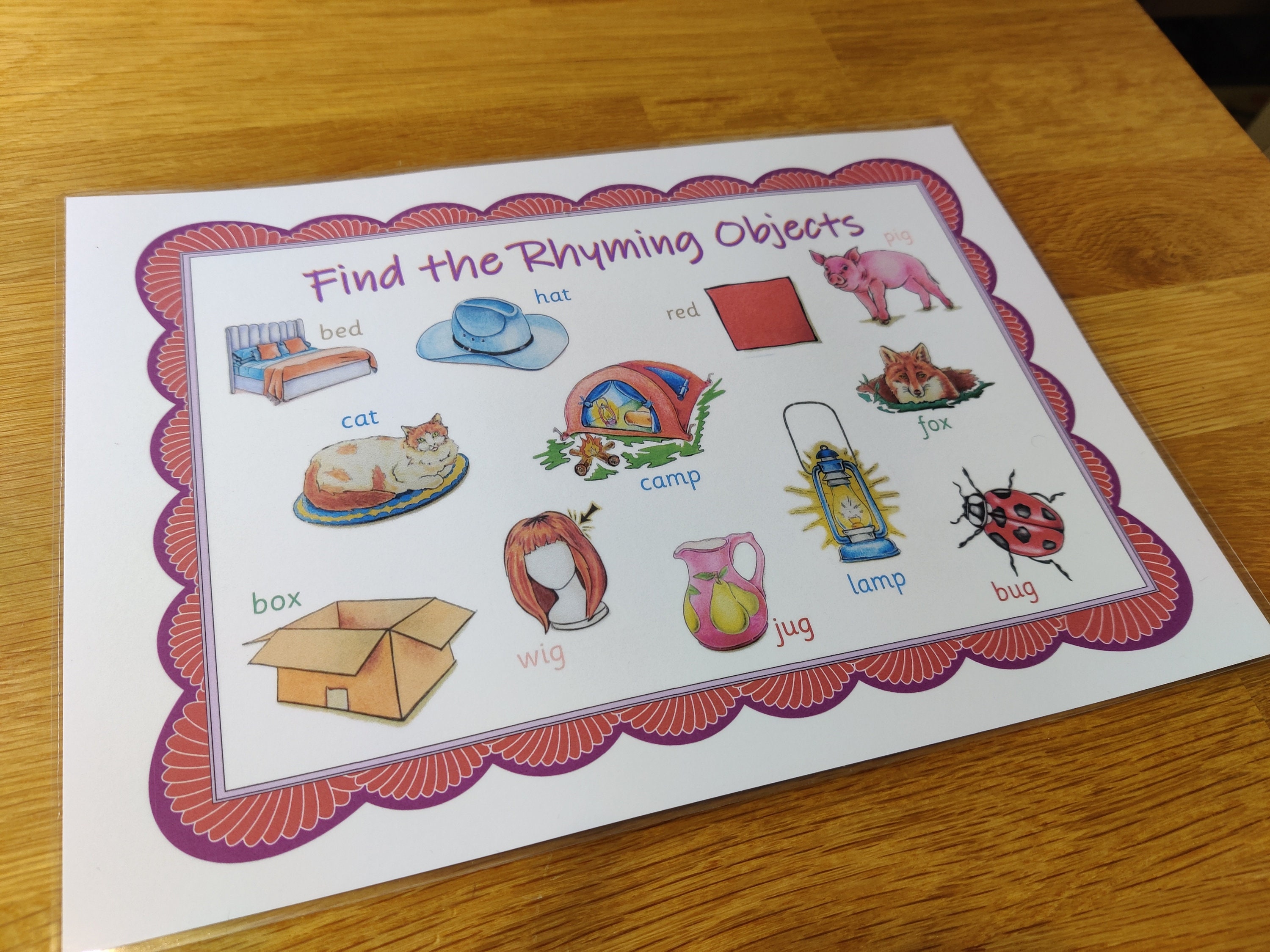 Montessori Rhyming Material. Matching Rhyming Pictures. Matching ...