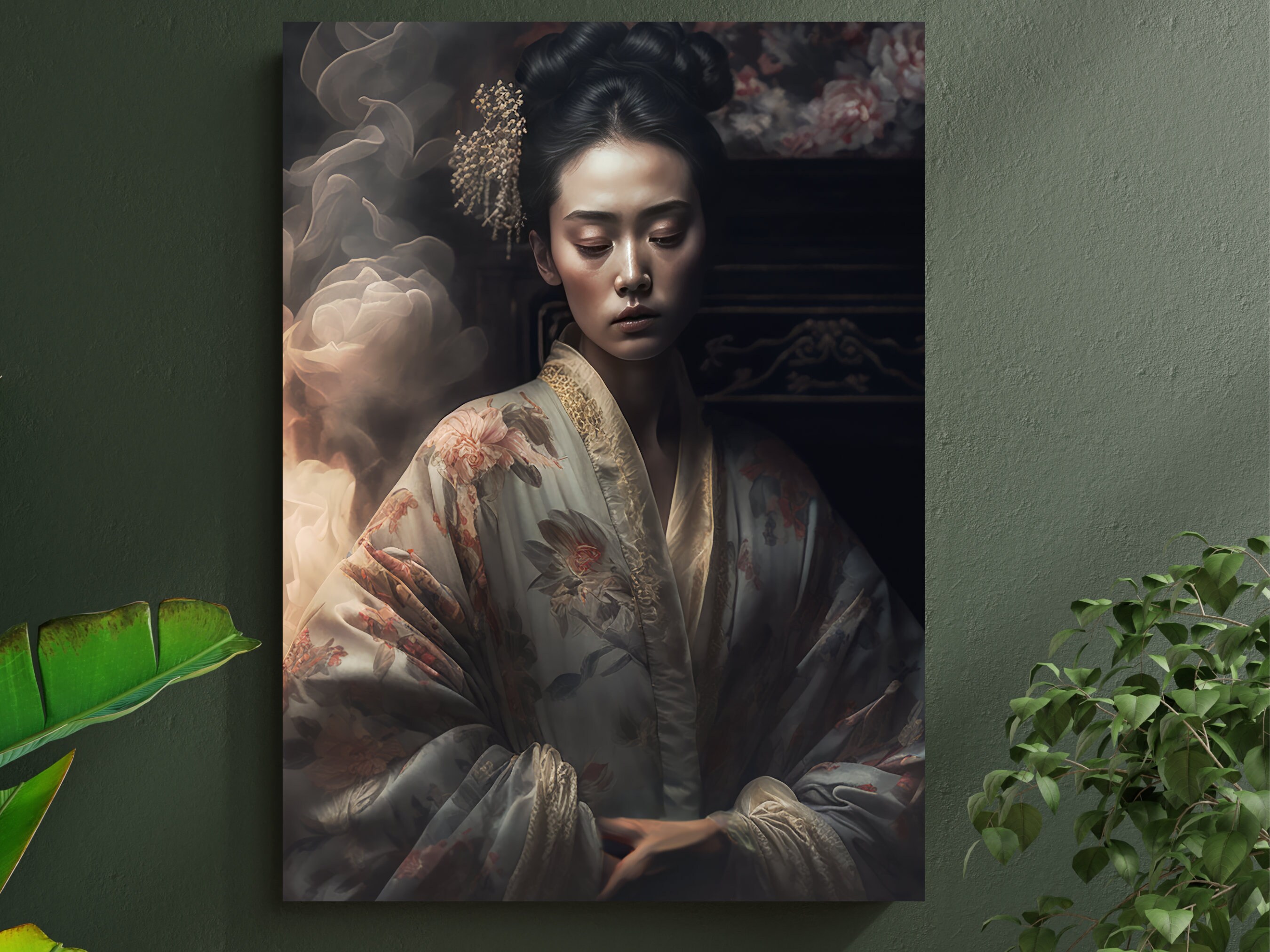 Geisha Poster - Dreamy Geisha Woman in a Kimono - Japan Inspired Art ...
