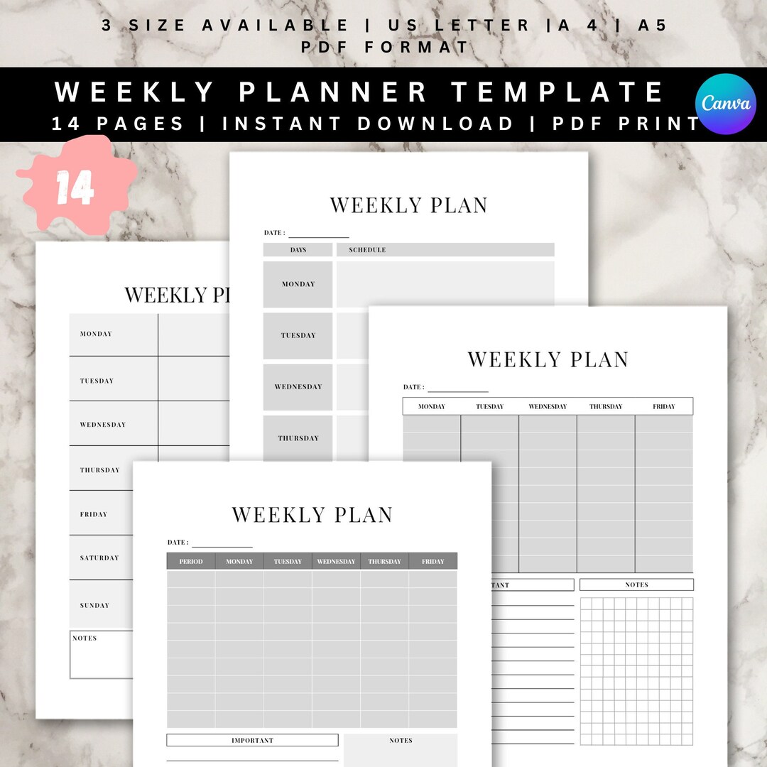 Weekly Planner | Weekly Schedule | Weekly Planner Printable | Week to ...
