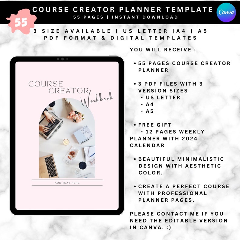 Editable Printable Online Course Planner Course Creator Planner ...