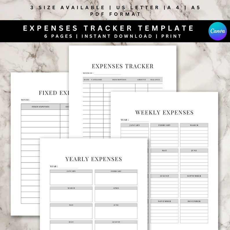 Income & Expense Tracker Printable PDF | Business Financial Planner ...
