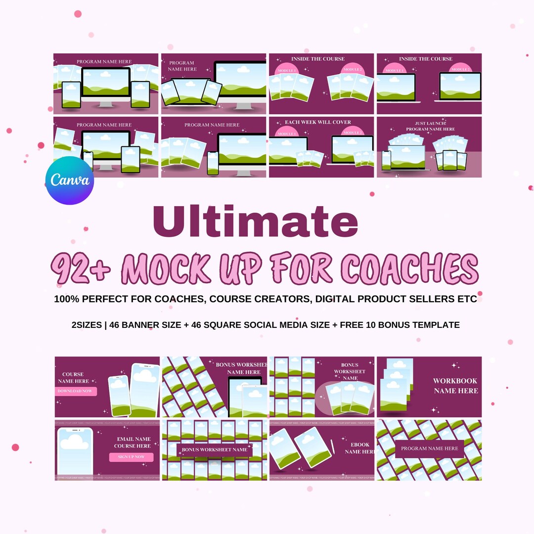 Mock up Template for Coaches, Course Creator Mockups, Digital Product ...