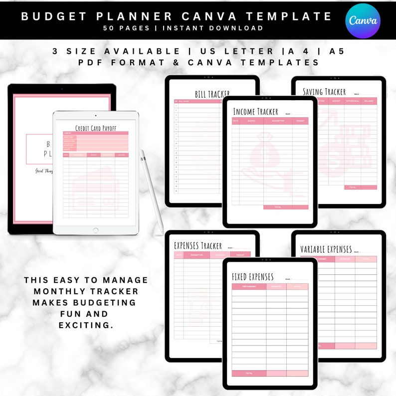 Editable Budget Planner Canva Templates Printable Budget by Paycheck ...