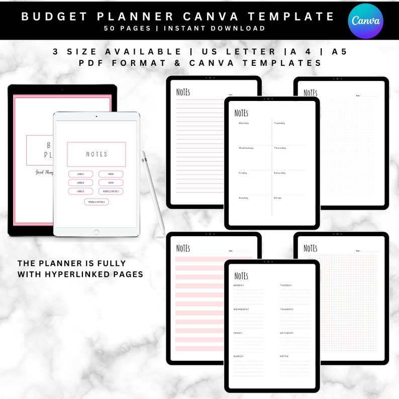 Editable Budget Planner Canva Templates Printable Budget by - Etsy