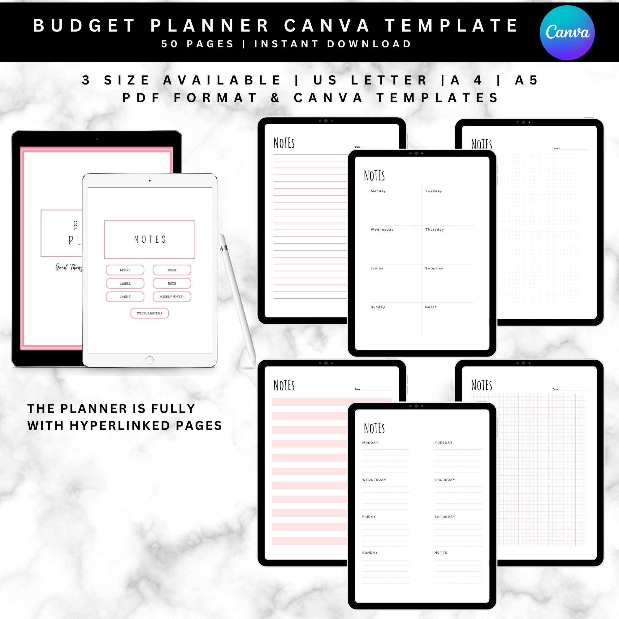 Editable Budget Planner Canva Templates Printable Budget by Paycheck ...