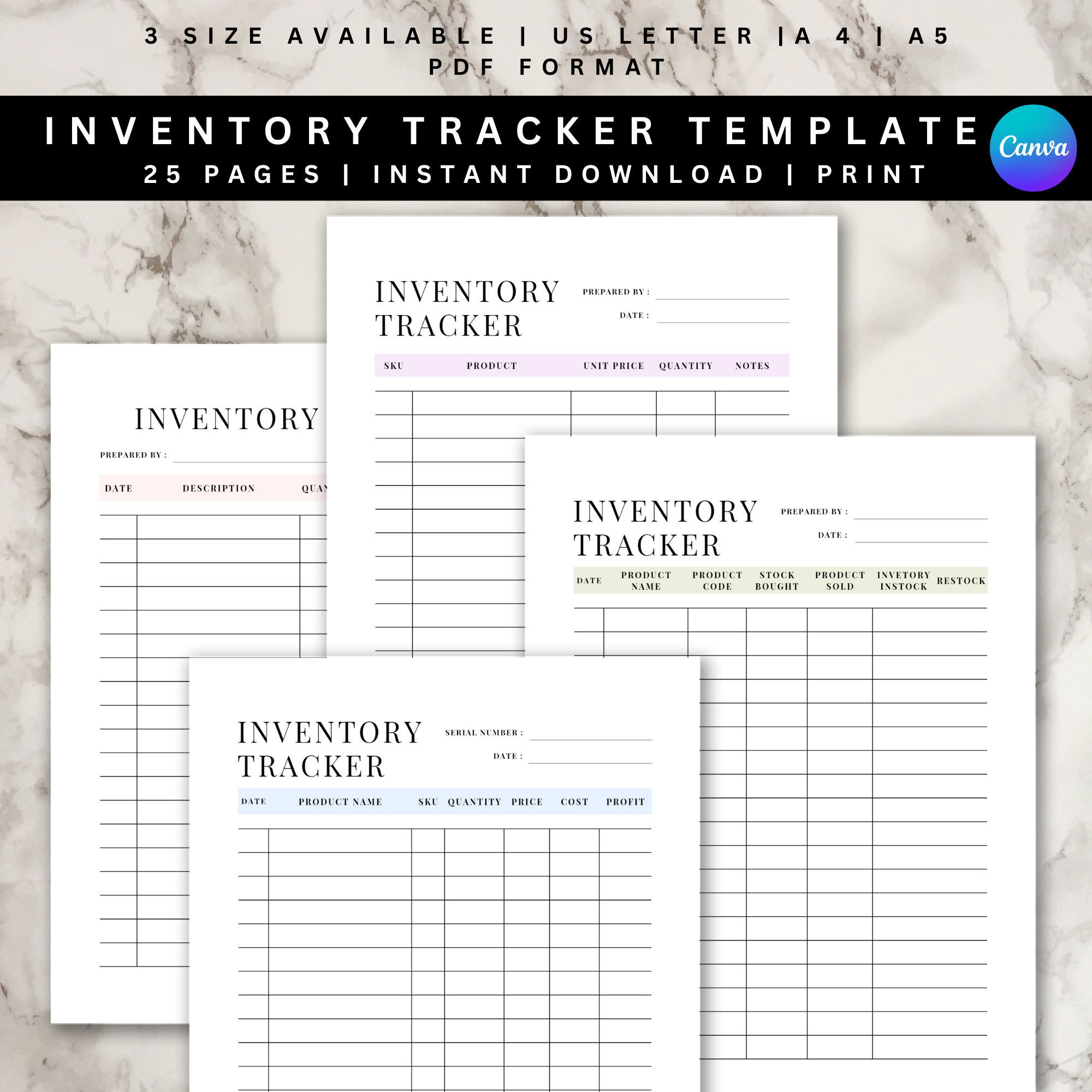 Smart Financial Organizer | Inventory Tracker Printable | Inventory ...